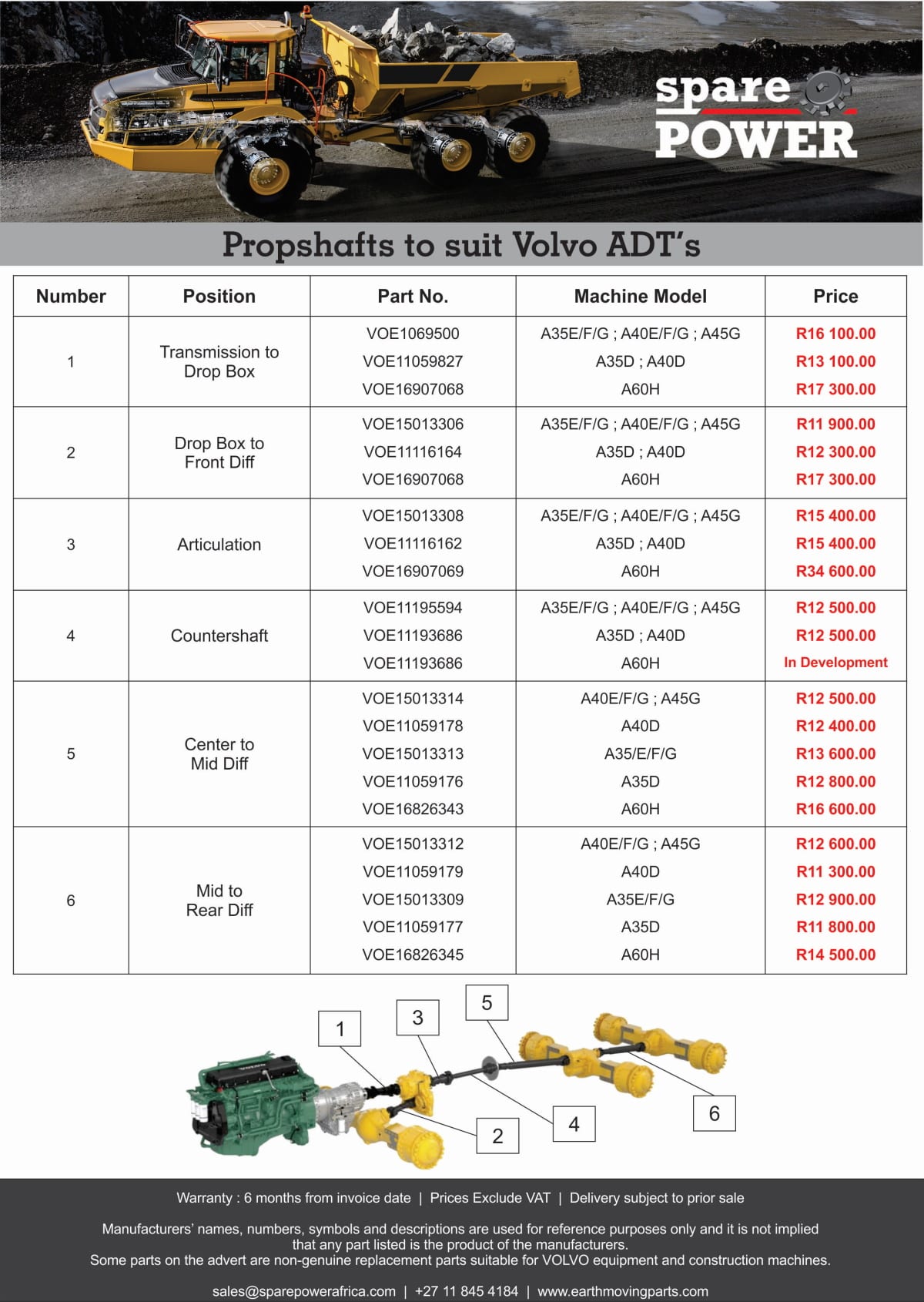 Propshafts to Suit Volvo ADT's