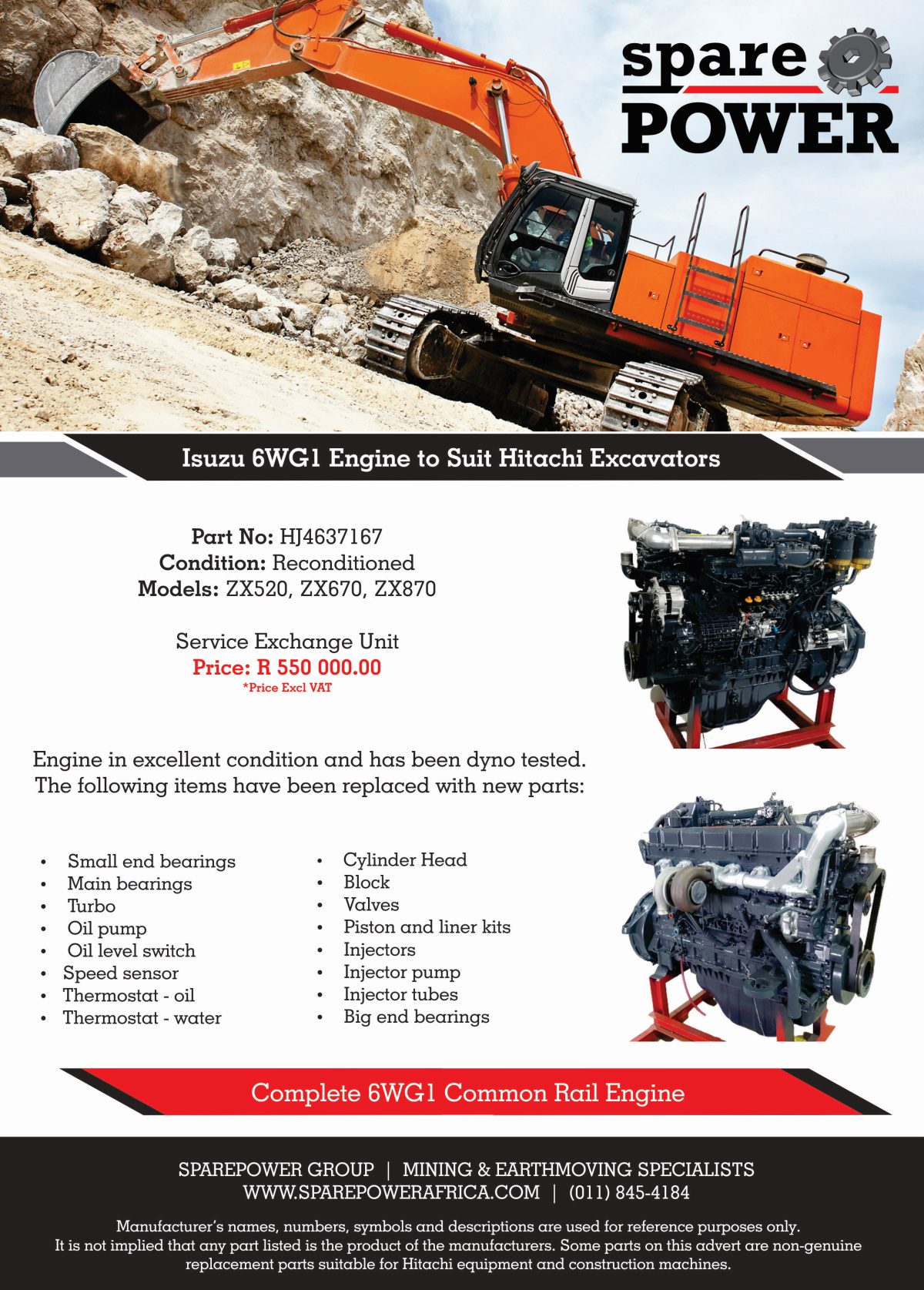 Hitachi 6WG1 Common Rail Engine | June 2021